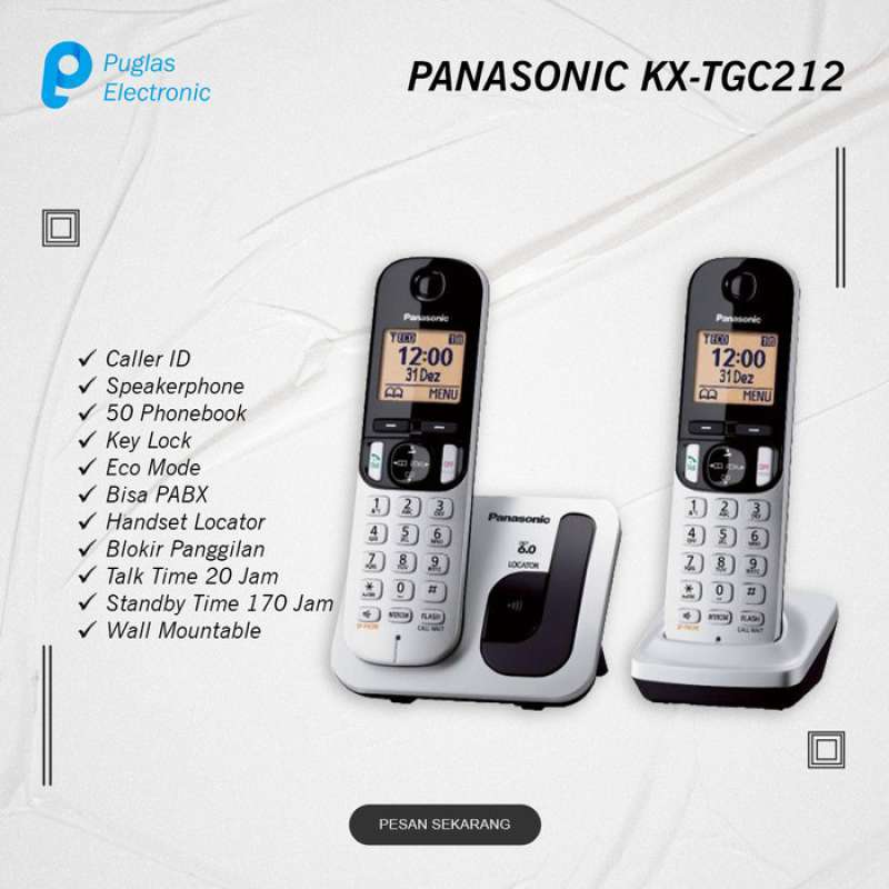 Promo Telepon Wireless Panasonic KX-TGC212 / Telephone Kantor Rumah Diskon 11% di Seller PESONA ...