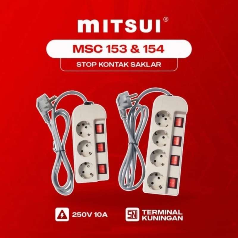 Promo Mitsui Stop Kontak + Saklar On Off 1.5 Meter - Msc 153 / Msc 154 Terminal Kuningan - 3 ...