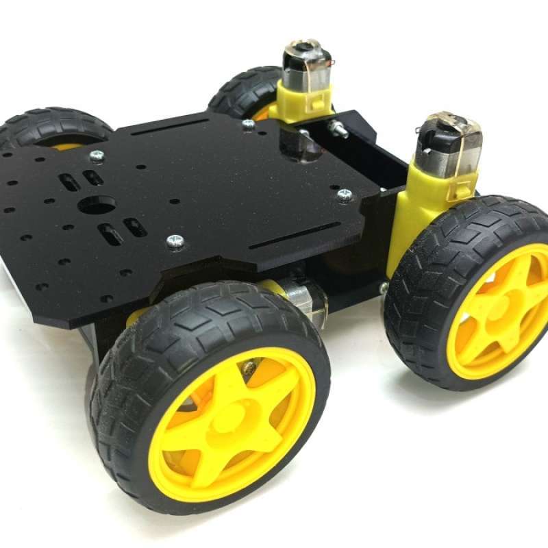 Promo Kit Smart Chassis 4wd Robot Car Mobil Arduino Raspberry Black