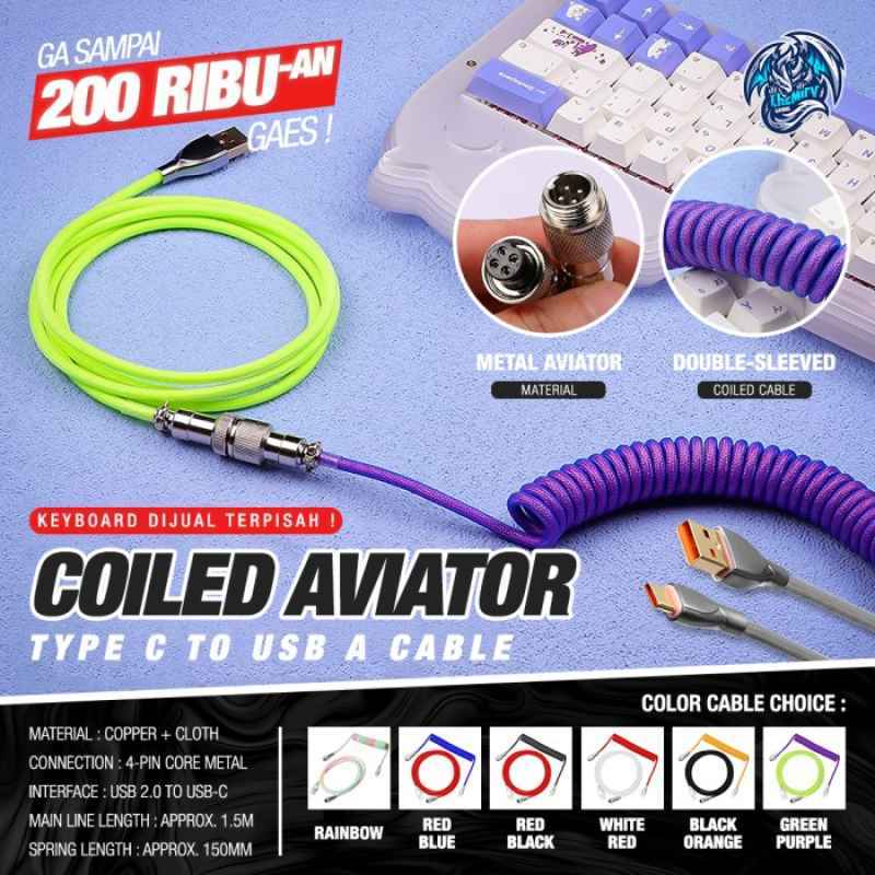 Promo Coiled Aviator Cable Spring Wire Type-C for Mechanical Gaming ...