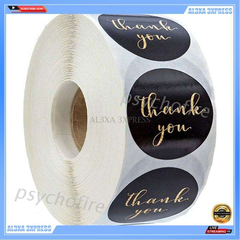 Promo 500 Pcs Label Stiker Bulat Motif Tulisan Thank You Untuk ...