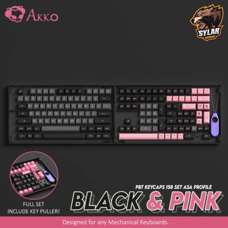 Jual Akko Black & Pink Keycap Set ASA Profile di Seller Store Apriana ...