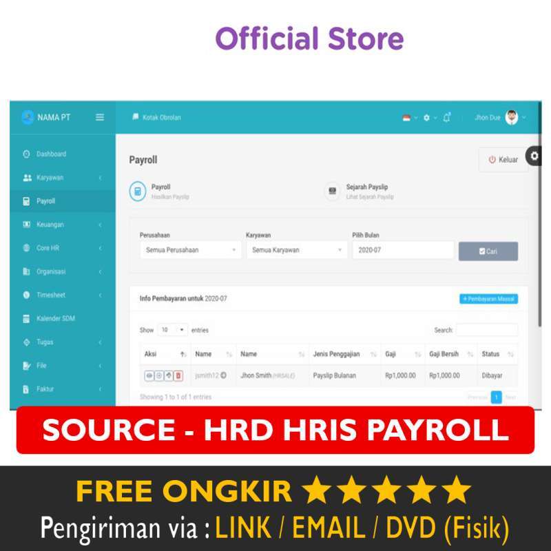 Promo Source Code Software HRD HRIS Payroll dan Penggajian Absensi Cuti PHP Website Diskon 50% ...