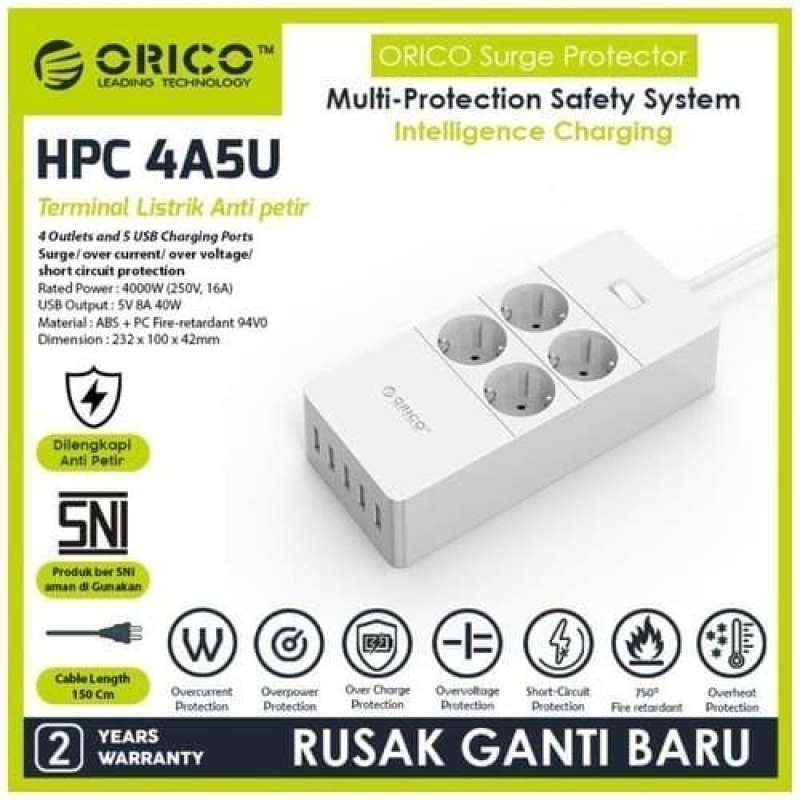 Promo Stop kontak listrik co 4 port & 5 usb SNI HPC-4A5U - Power ...
