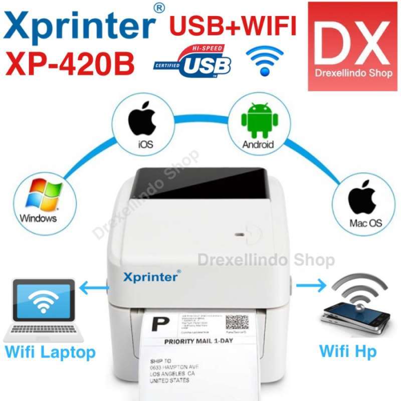 Jual XPRINTER XP-420B 420B USB WIFI Thermal Printer Barocde Label ...