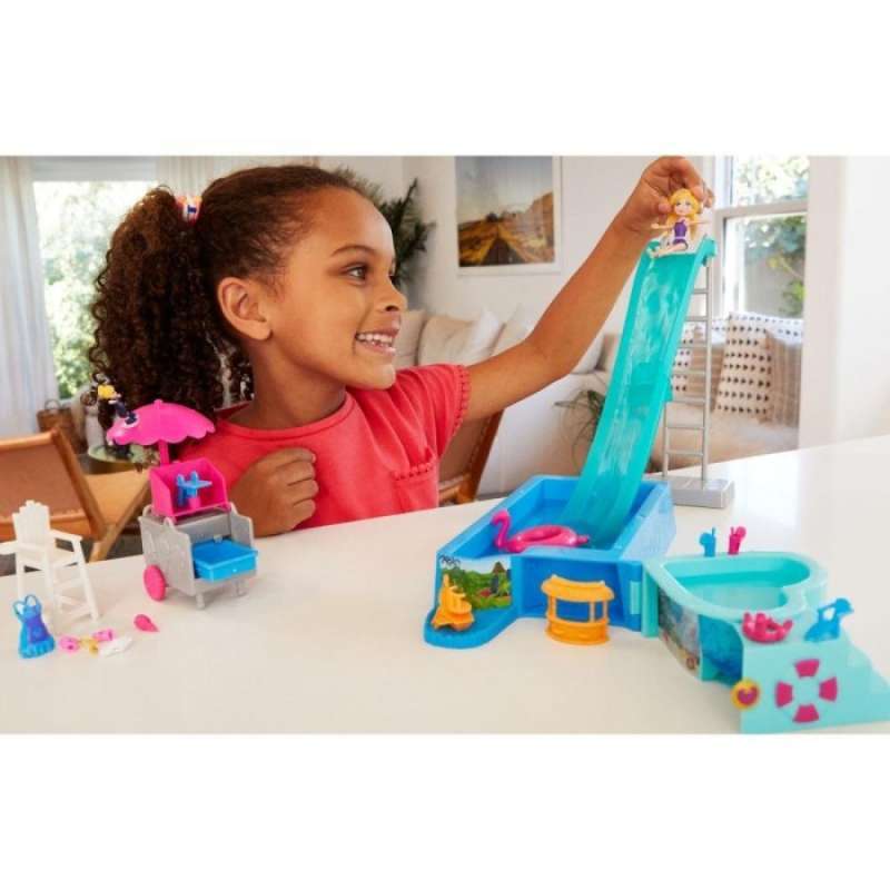 Jual Polly Pocket Splashtastic Pool Surprise Playset With 2 Polly Dolls ...