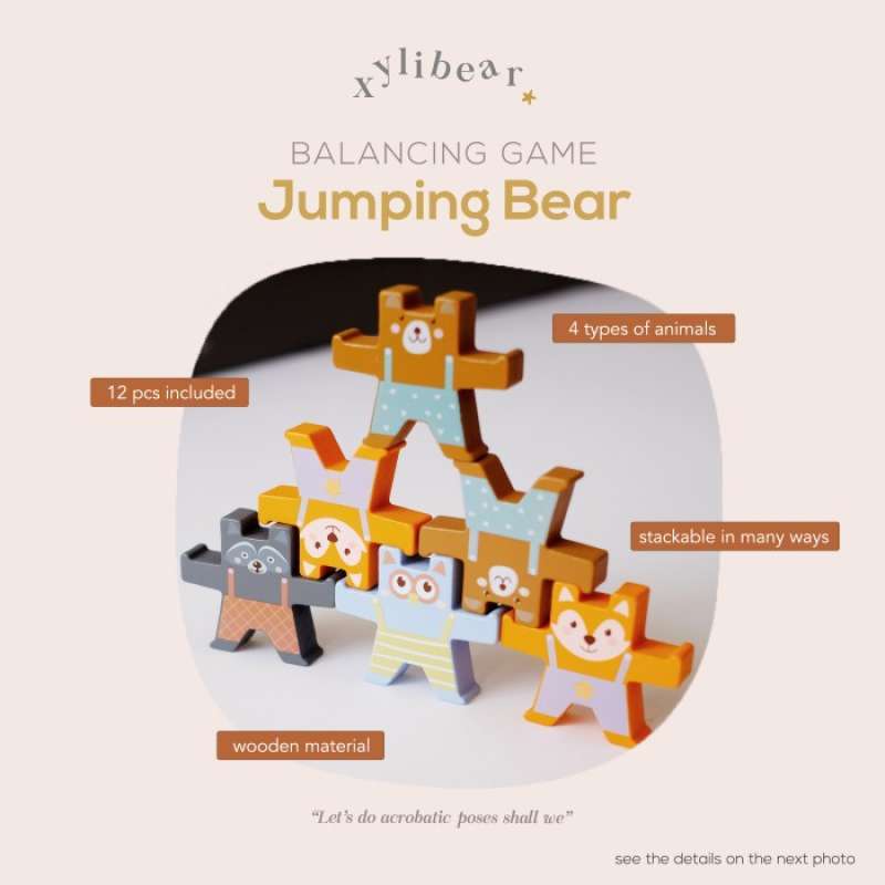 Jual Jumping Bear - Balancing Game - Wooden Toys - Balok Stacking Block ...