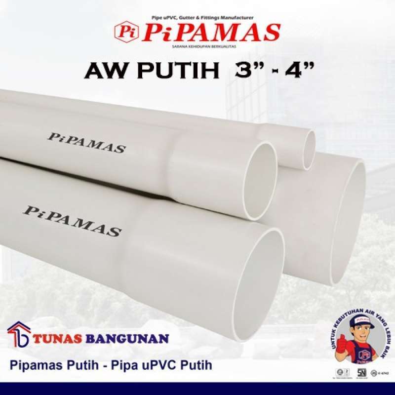 Promo Pipa Pvc 3 - 4 Inch Aw Putih Pipamas Perbatang 4 Meter Murah ...