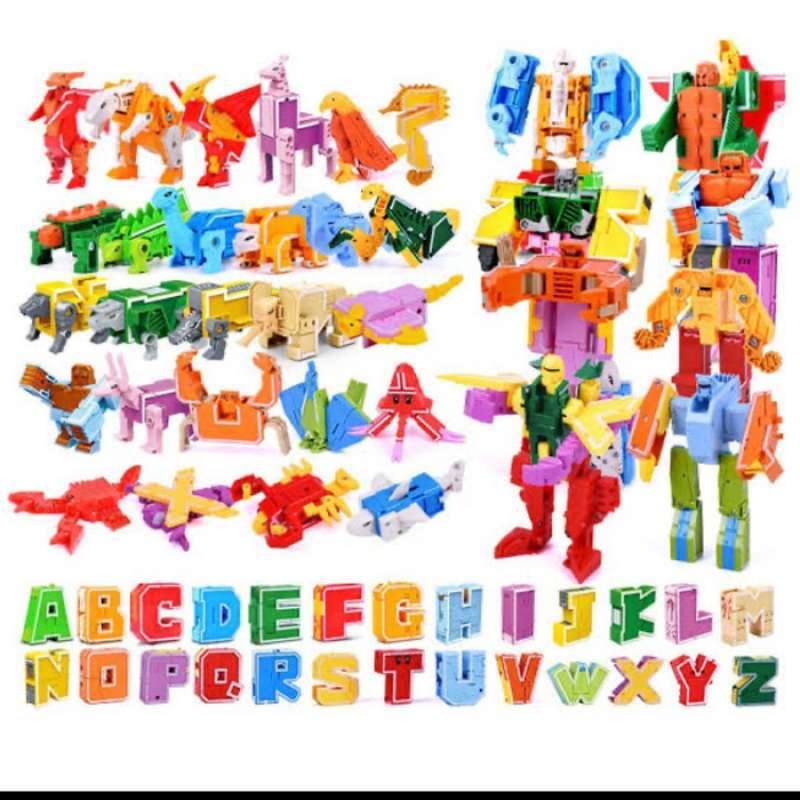 Jual Mainan Anak Alphabet Robot ( Satuan) Mainan Huruf Tranformasi Di ...