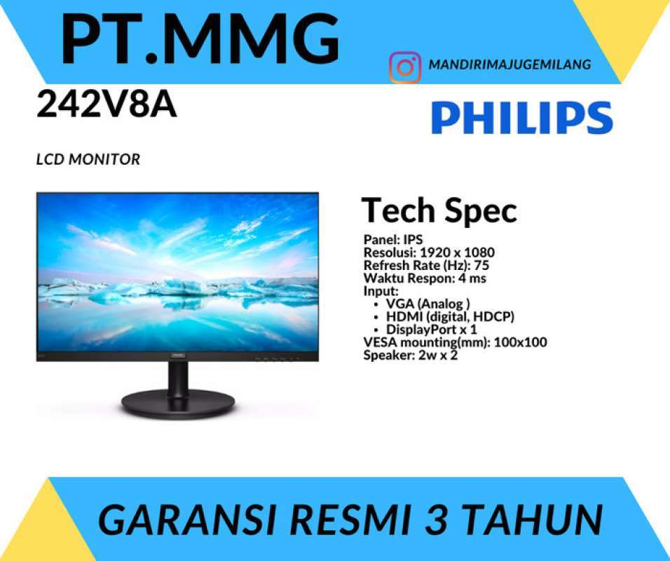 Promo Monitor LED 242V8A 24 IPS FHD 75Hz 4ms Speaker vesa Diskon 23% di Seller Gigaba Store ...