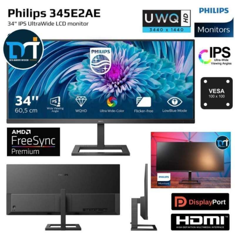 Promo 345E2AE 34 Inch - Ultrawide WQHD IPS 75Hz HDMI DP Monitor Diskon ...