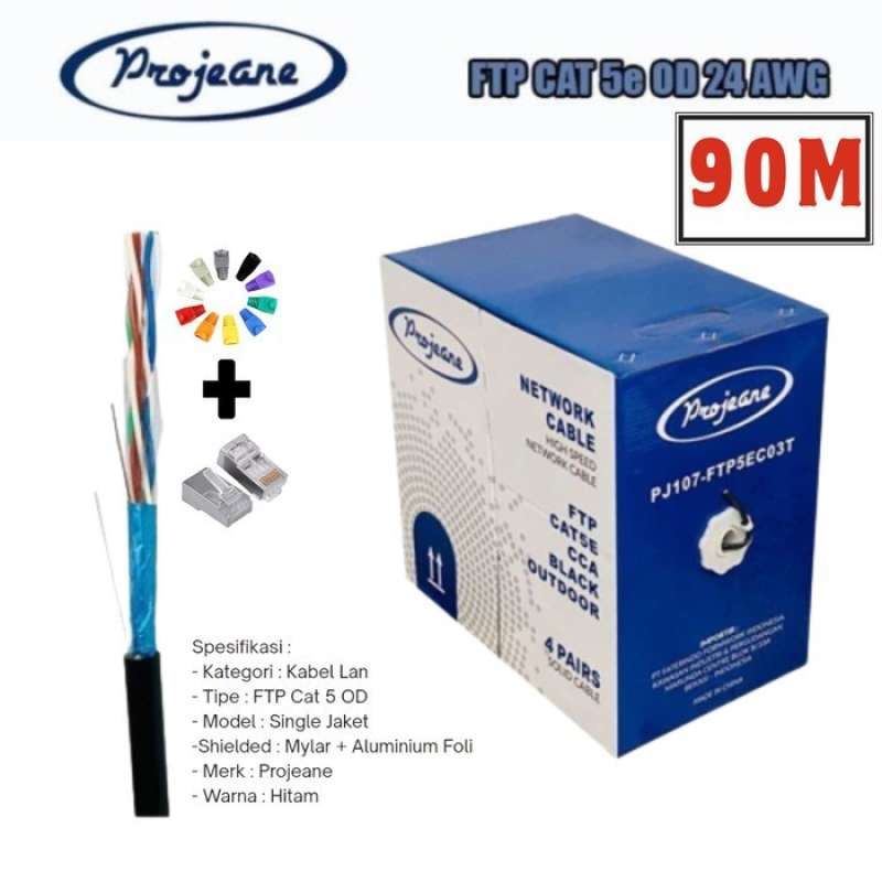 Promo PROJEAN Kabel Lan 90 meter cat 5 FTP 24 AWG - PVC - CCA - 4Pairs Diskon 23% di Seller ...