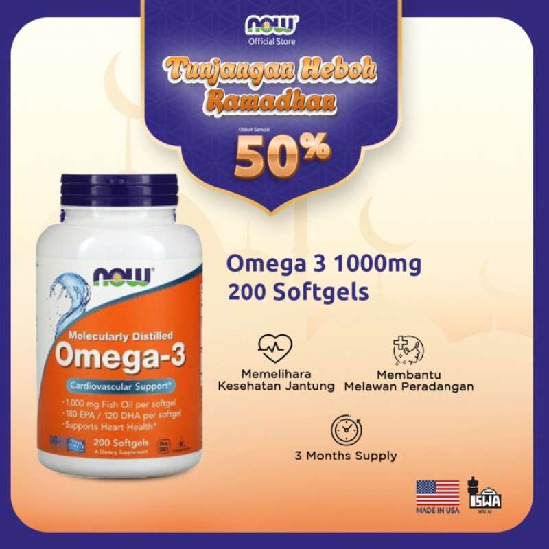 Jual Now Omega 3 1000mg Fish Oil 200 Softgels Expired 2025 Di Seller ...