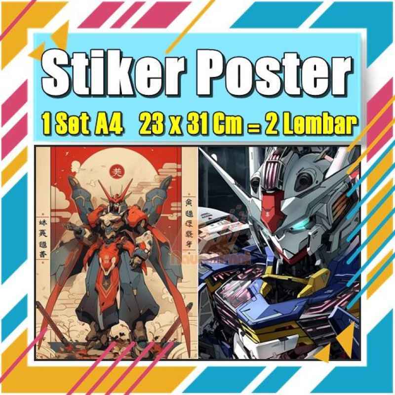 Jual Stiker Label Robot Gundam 2 Mecha Anime Manga Kartun anak A4 Buku ...
