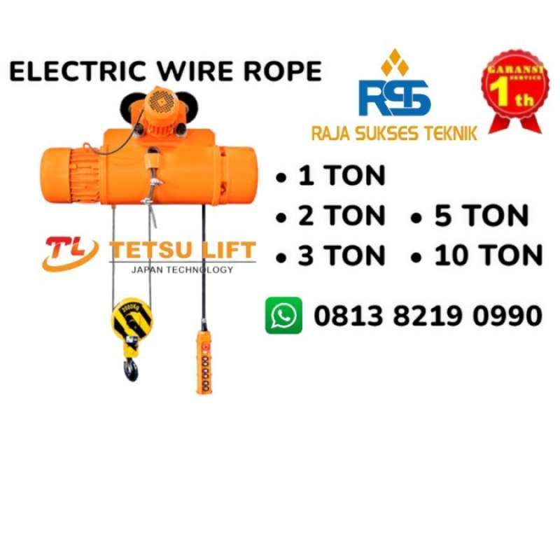 Promo ELECTRIC WIRE ROPE 1 TON 12 MTR TETSU LIFT JPN TECHNOLOGY 380v ...