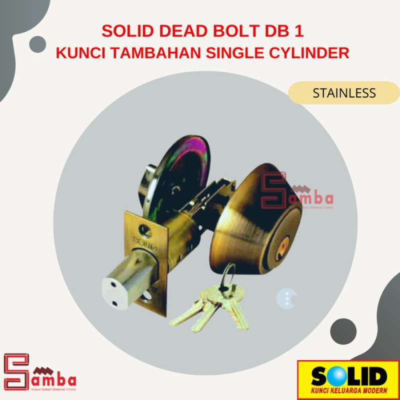 Promo Solid Dead Bolt Db 1 / Kunci Tambahan Single Cylinder - Stainless - Kuningan Multicolor ...