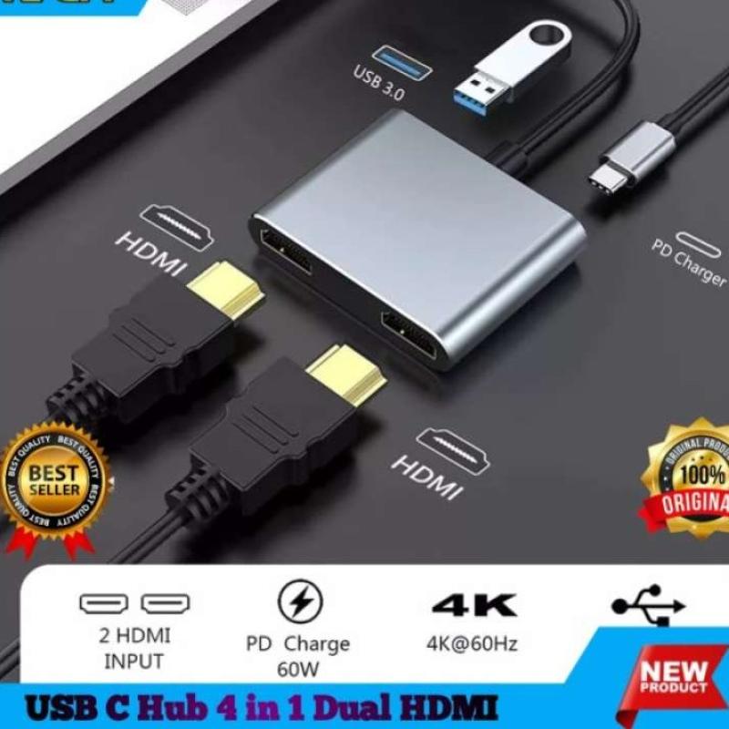 Promo 4 In 1 Type C To Dual Hdmi 4K Usb 3.0 Pd 60W Adapter Converter ...