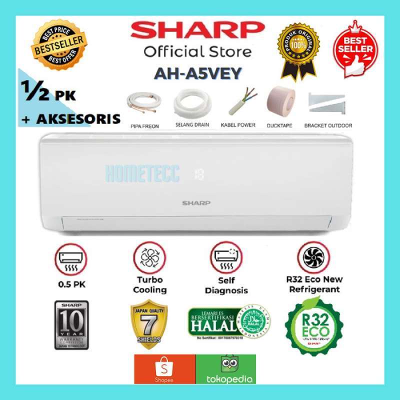 Jual SHARP AC 1/2 PK LOW WATT [R32] AH-A5VEY di Seller Elekto Store - Tugu Selatan, Kota Jakarta ...