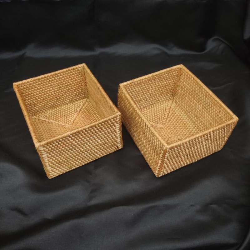 Promo Keranjang Rotan Box Rattan Tempat Wadah Keranjang Kotak Serbaguna ...