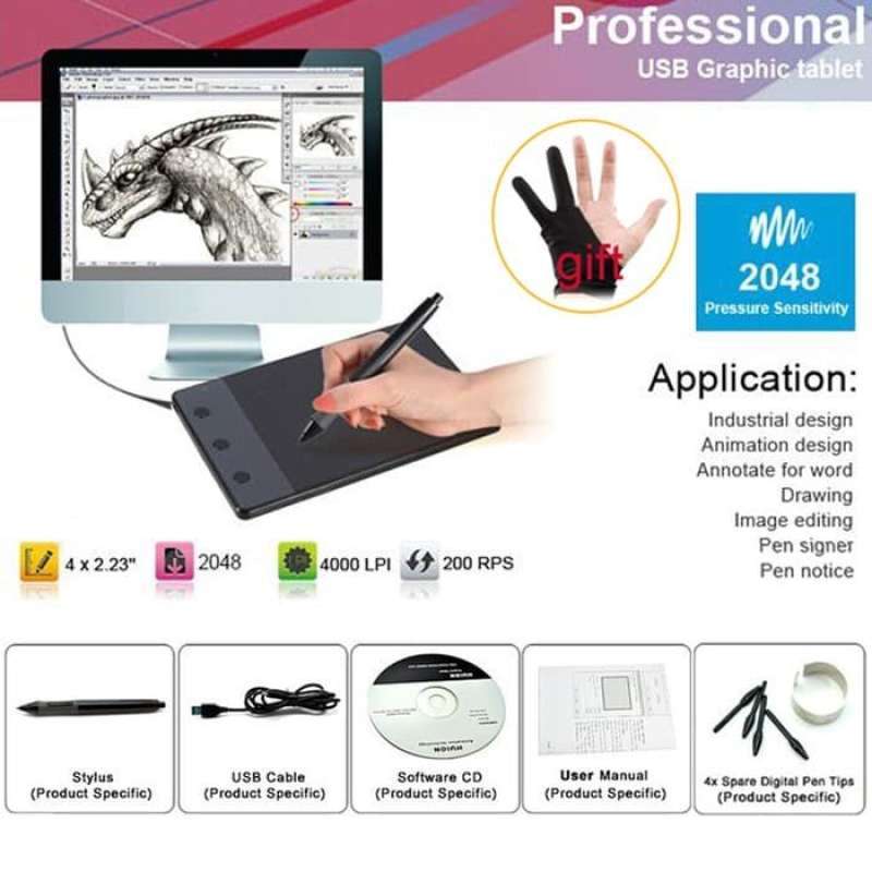 Promo Usb Papan Sketsa Gambar Pen Desain Grafis Laptop Paint Manga ...