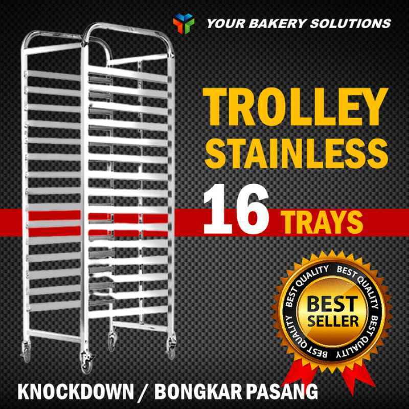 Promo Rack Trolley / Rak Troly 16 Tray Knocked Down Stainless Steel ...