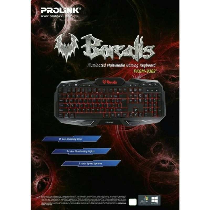 Jual PROLINK PKGM9302 Borearis 3-Color Illuminated Multimedia Gaming KB di Seller Indah Purnama ...