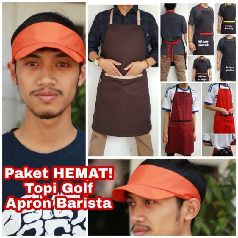 Jual Paket Hemat Topi Golf Dg Apron Chef Barista Barberman Export ...
