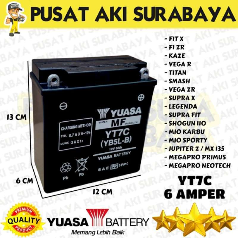 Promo Asli Aki Yuasa Yt7c 6ah Accu Mf Mio Sporty Megapro Vega Jupiter ...