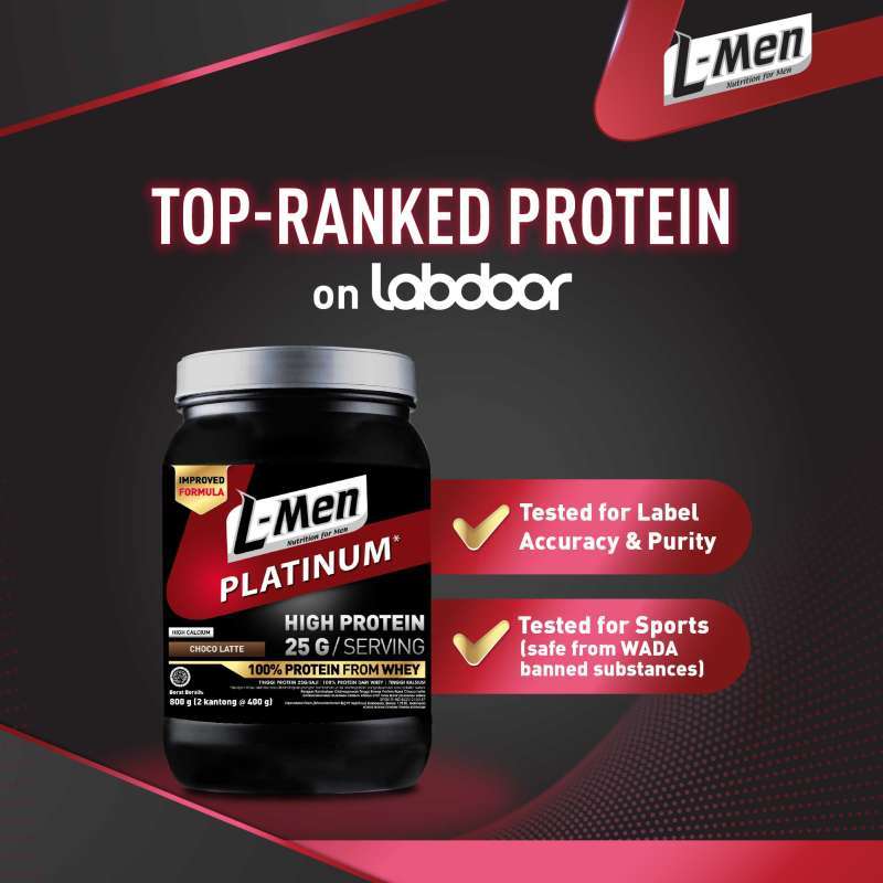 Promo L-men Platinum Strawberry 800g (25g Protein) - Suplemen Tinggi ...
