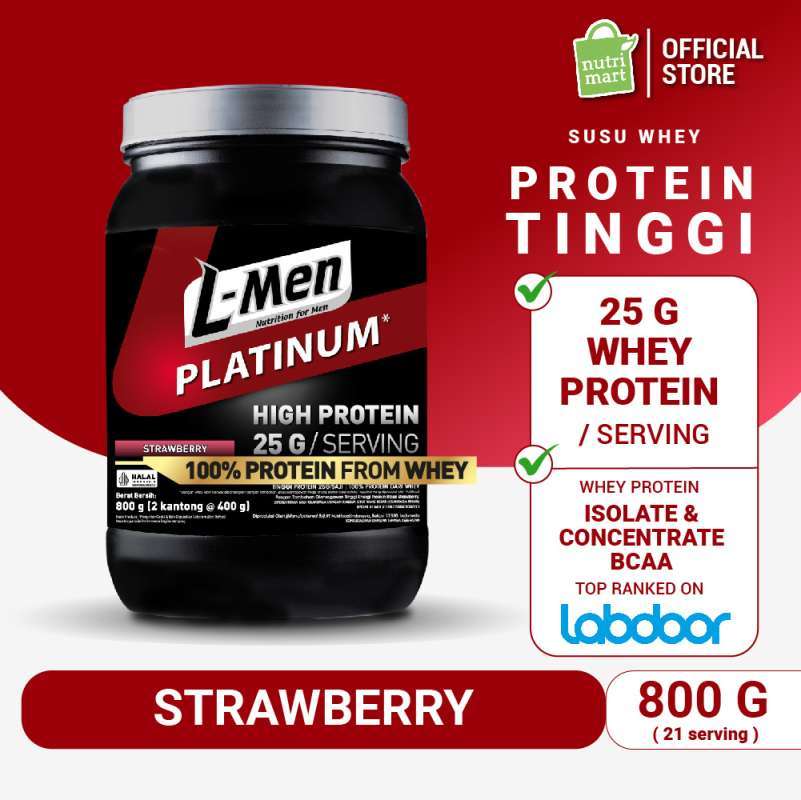 Promo L-men Platinum Strawberry 800g (25g Protein) - Suplemen Tinggi ...