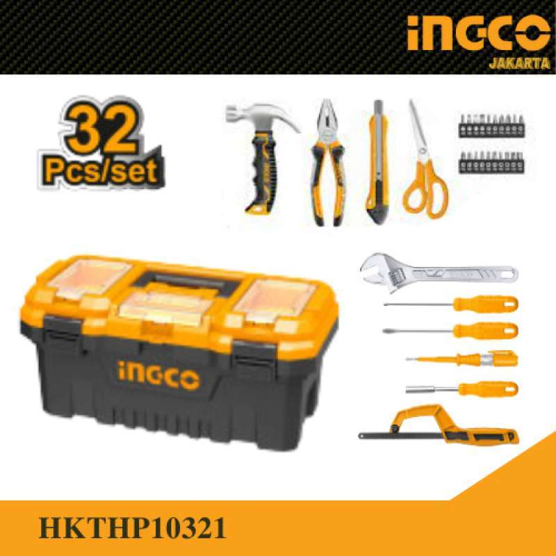 Promo Tool Box 32pcs Hand Tools Set Ingco Hkt10321 Kotak Perkakas ...