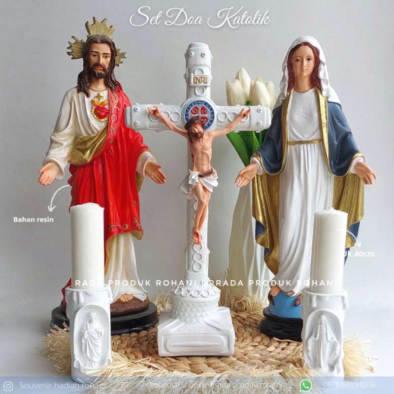 Promo Set Misa Katolik / Patung Bunda Maria 38cm / Patung Yesus 40cm ...