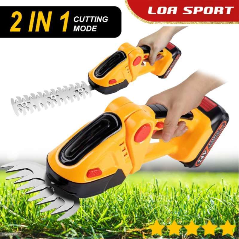 Promo Mesin Potong Rumput Satu Tangan Baterai Cas 2 Model Mata Cukur ...