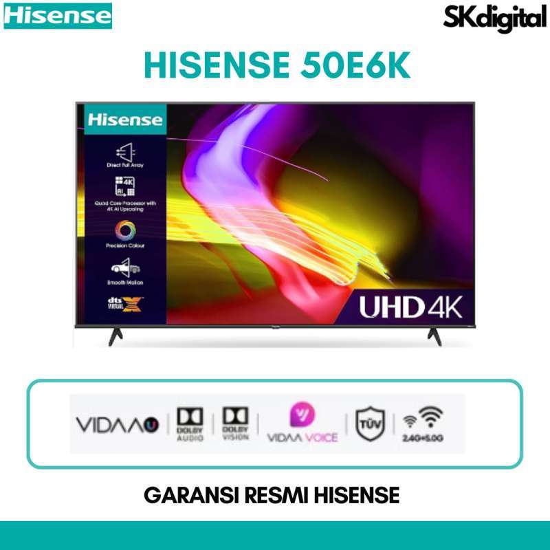 Jual Hisense 50 Inch Vidaa Smart 4k Uhd Tv-bezelles Design Model 50e6k ...