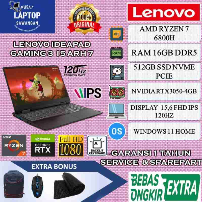 Promo Laptop Lenovo Ideapad Gaming 3 Amd Ryzen 7 6800H 16GB DDR5 1TB RTX3050 Diskon 33 Di