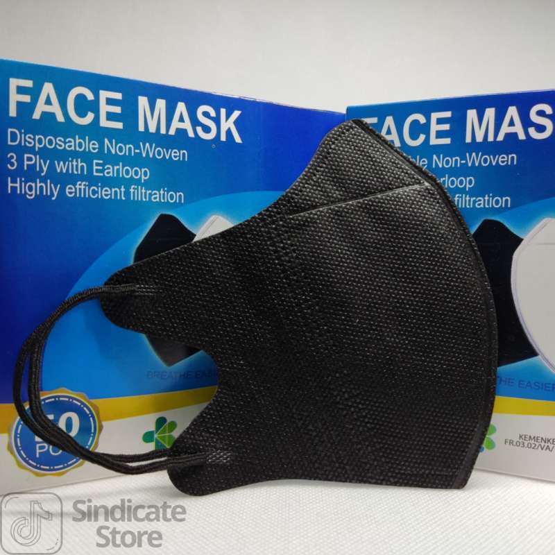 Jual Masker Duckbill Face Mask 3ply Hitam Putih Isi 50pcs Per Box Untuk ...