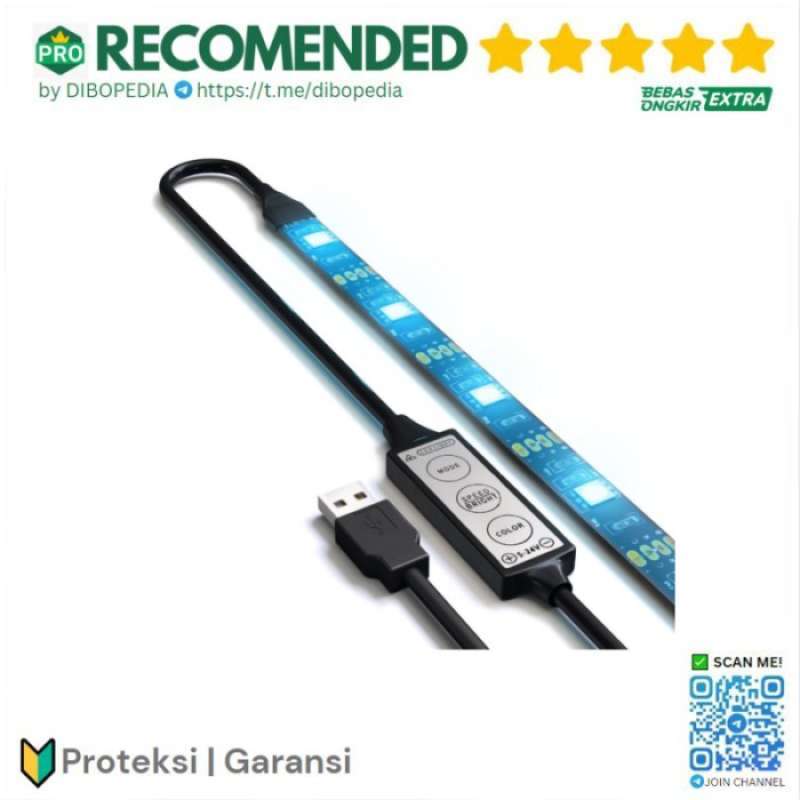 Promo Waterproof Rgb Led Strip 5050 90cm With 5v Usb Lights Controller - Bla Diskon 23% Di ...
