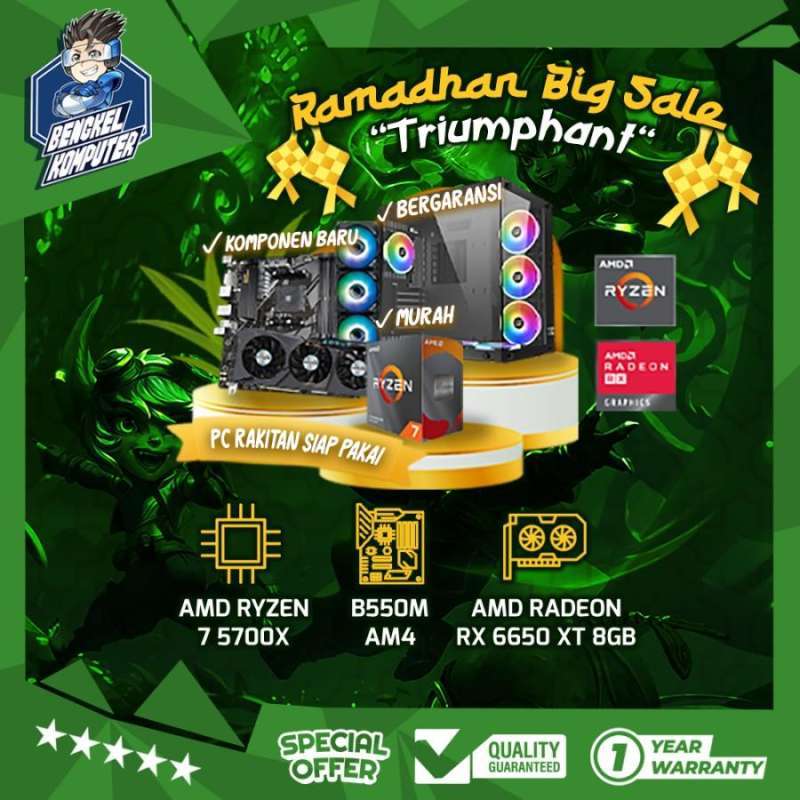 Jual Pc Gaming Triumphant | Ryzen 7 5700x - Rx 6650 Xt 8gb | Promo ...