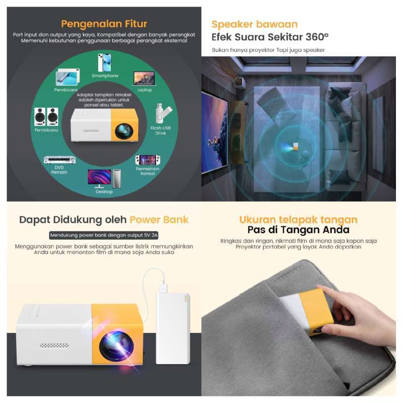 Promo Mini Proyektor Led Yg 300 Lcd Portable Projector Home Diskon 14% ...