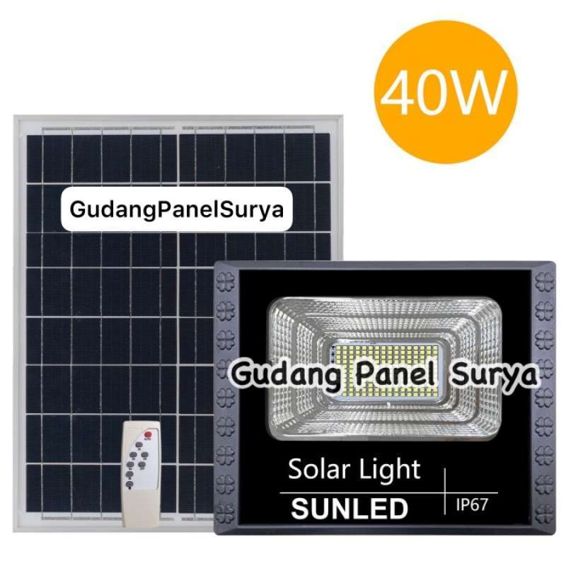 Promo Lampu Led Sorot 40w Solarcell Panel Surya Floodlight Sunled-6500k ...