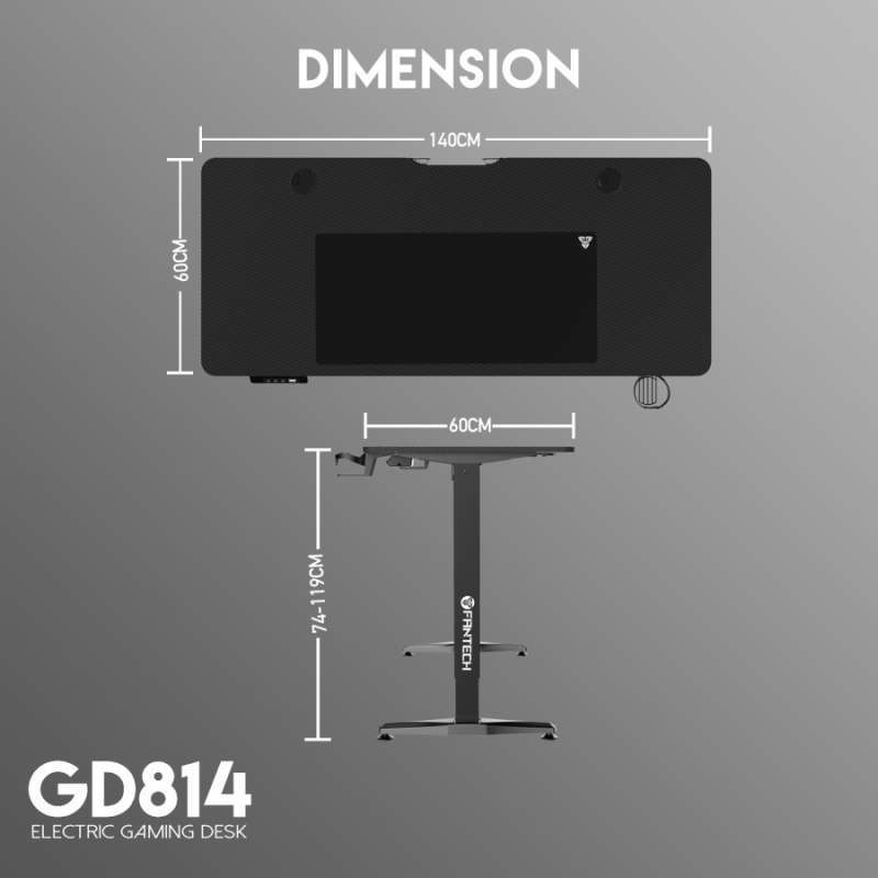 Jual MEJA KOMPUTER GAMING DESK FANTECH GD814 ELECTRIC TABLE GAME GD-814 ...