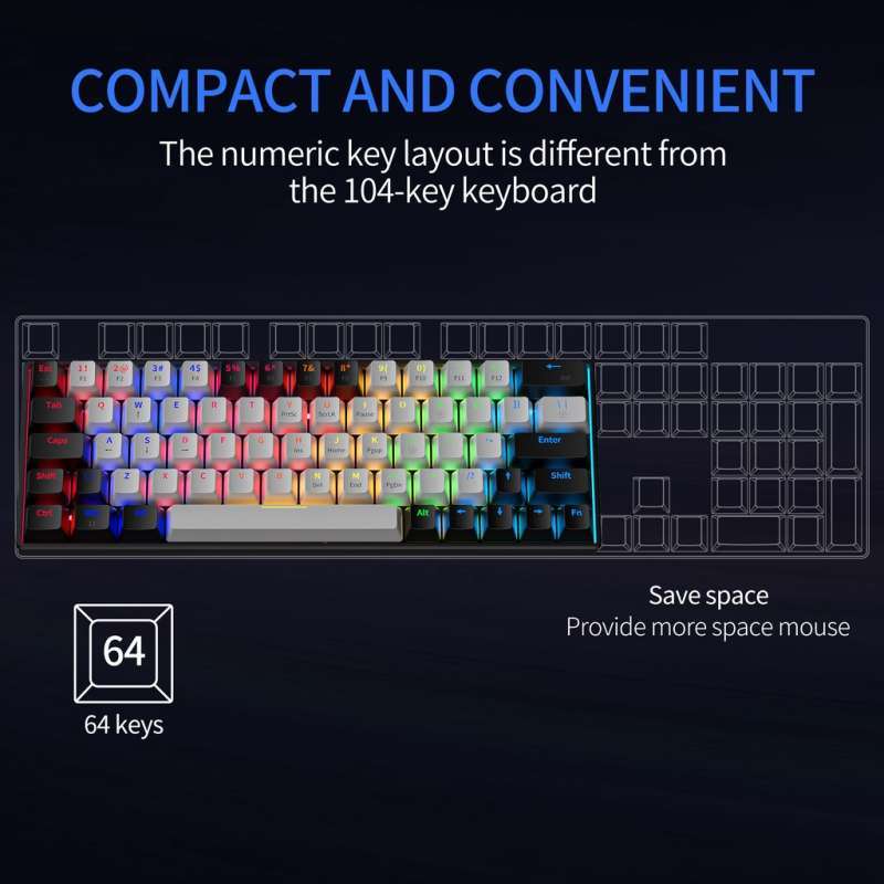 Promo ZIFRIEND 64 Keys Mechanical Keyboard RGB Backlit Hot Swappable ...