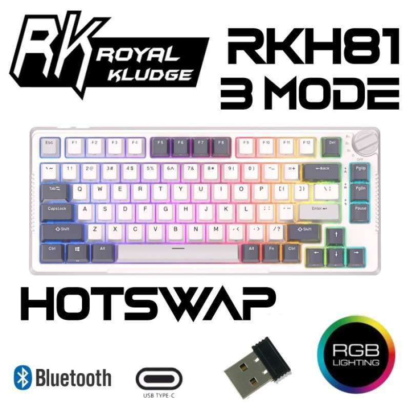 Promo ROYAL KLUDGE RKH81 H81 RGB MECHANICAL KEYBOARD 3 MODE HOTSWAP ...