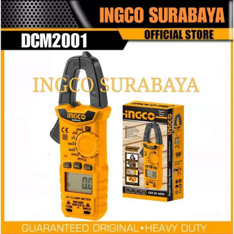 Promo INGCO DCM2001 DIGITAL TANG AMPERE DIGITAL CLAMP METER AC 600V ...