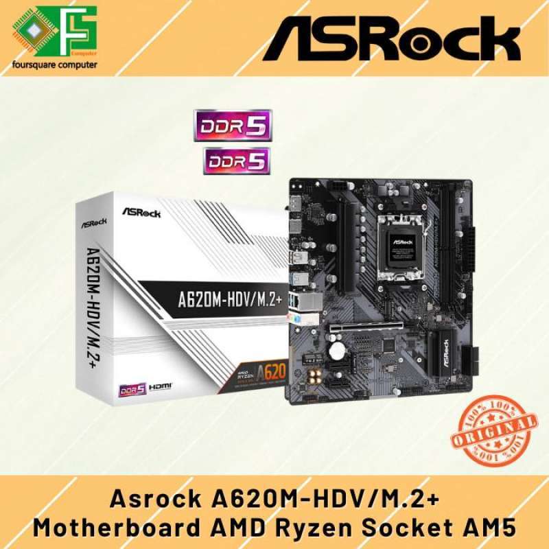 Jual ASROCK A620M-HDV/M.2+ | Motherboard AMD Ryzen Socket AM5 di Seller ...