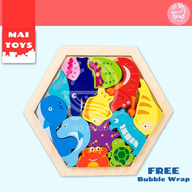 Promo Mai Toys Mainan Puzzle Kayu Tebal Segi 6 Untuk Edukasi Motorik ...