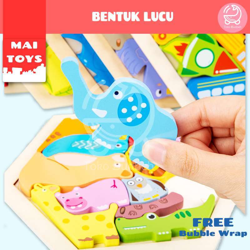 Promo Mai Toys Mainan Puzzle Kayu Tebal Segi 6 Untuk Edukasi Motorik ...