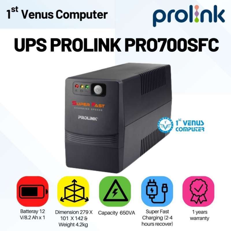 Jual Ups Prolink Pro700sfc Super Fast Charging Line Interactive 650va ...