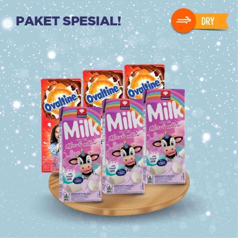 Jual Ovaltine Milk Uht Choco Malt 200 Ml & Diamond Milk Uht Marshmallow ...