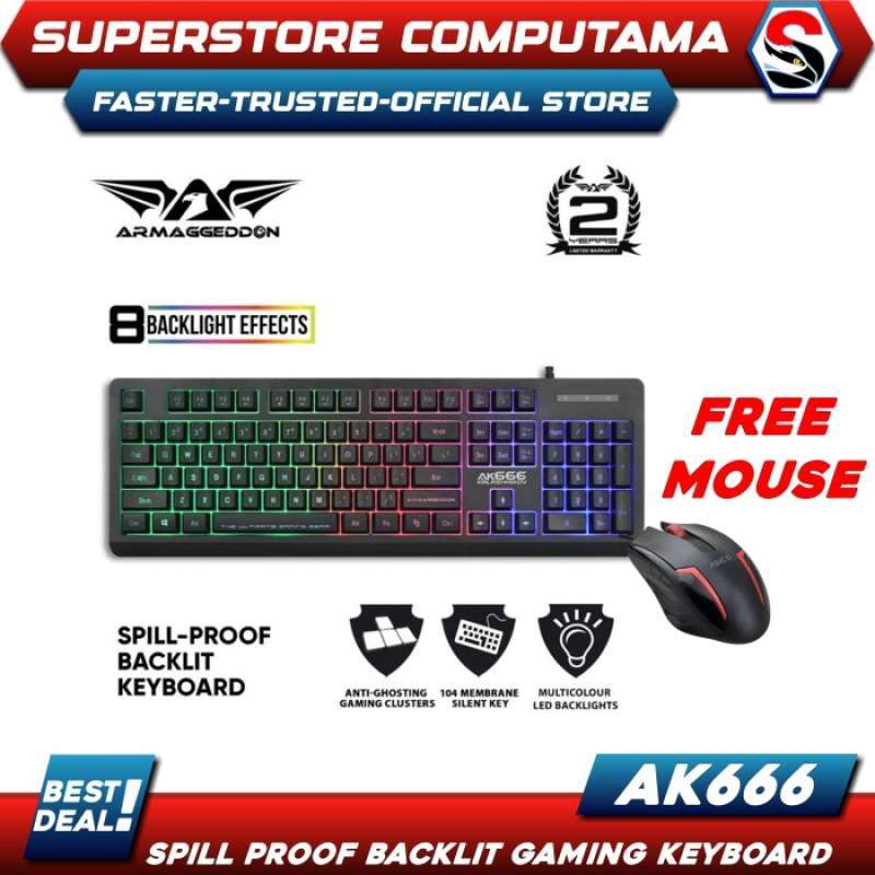 Promo Armaggeddon AK666 Kalashnikov Spill Proof Backlit Gaming Keyboard ...